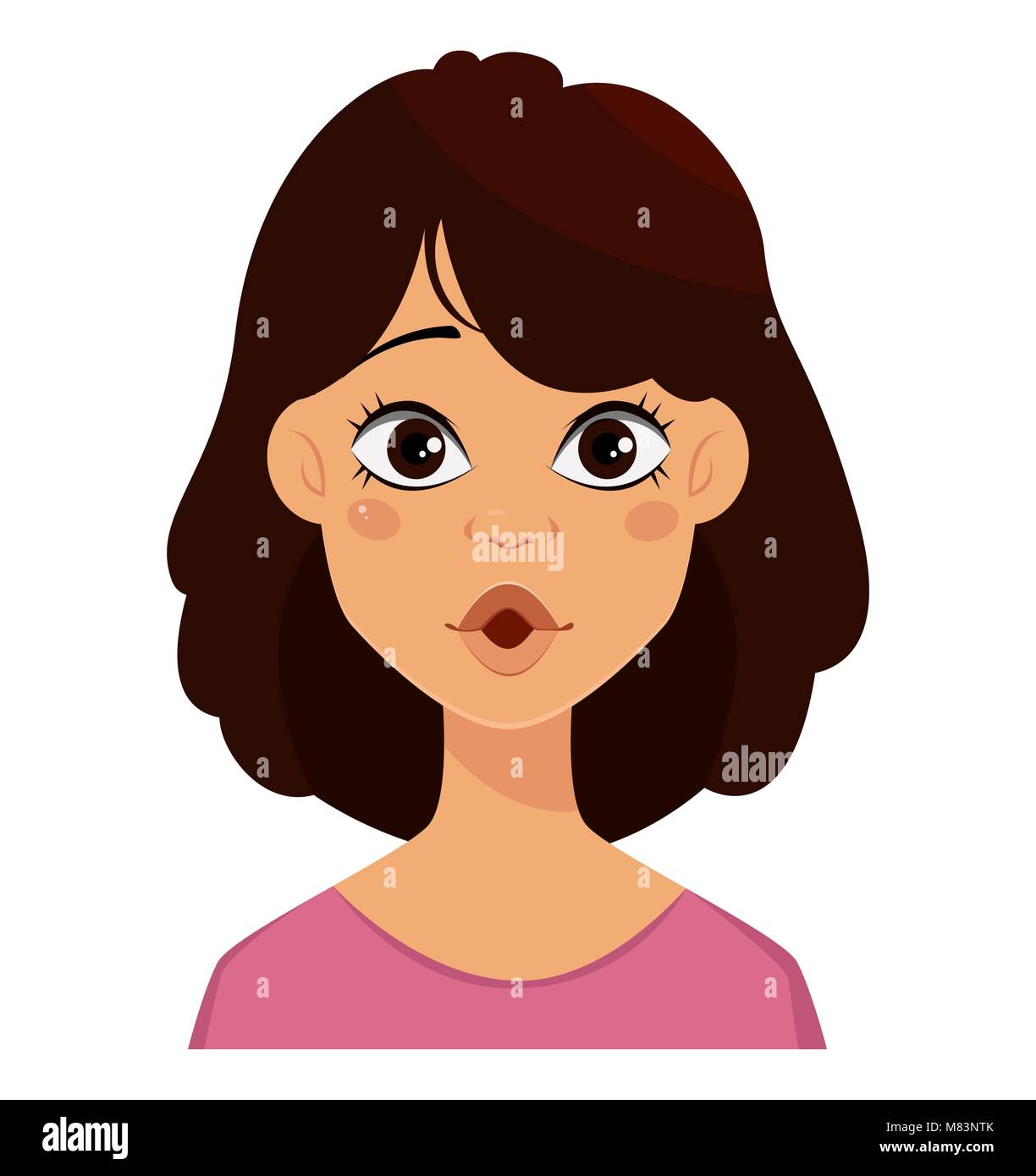 Face expression of a cute woman, surprised. Female emotion. Attractive ...