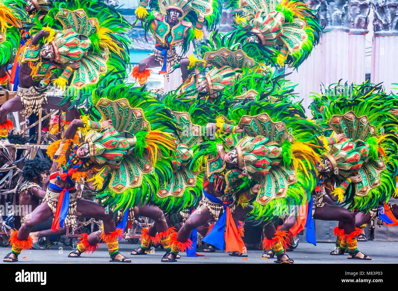 Participants in the Dinagyang Festival in Iloilo Philippines Stock ...