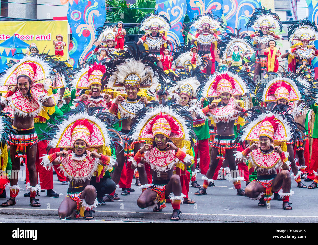 Participants in the Dinagyang Festival in Iloilo Philippines Stock ...