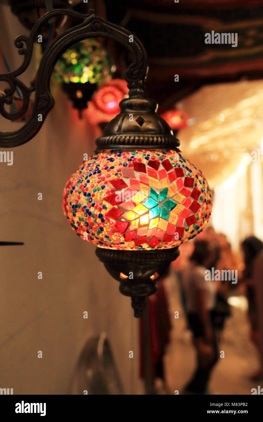 Decorative glass colored lamp Stock Photo - Alamy