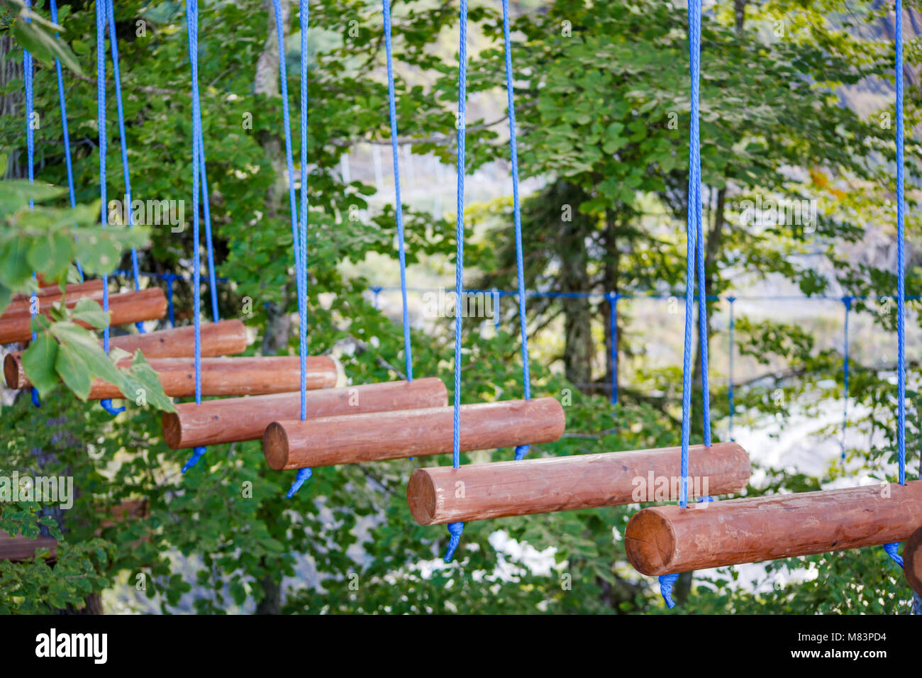 Photo of rope ladder in summer park Stock Photo - Alamy