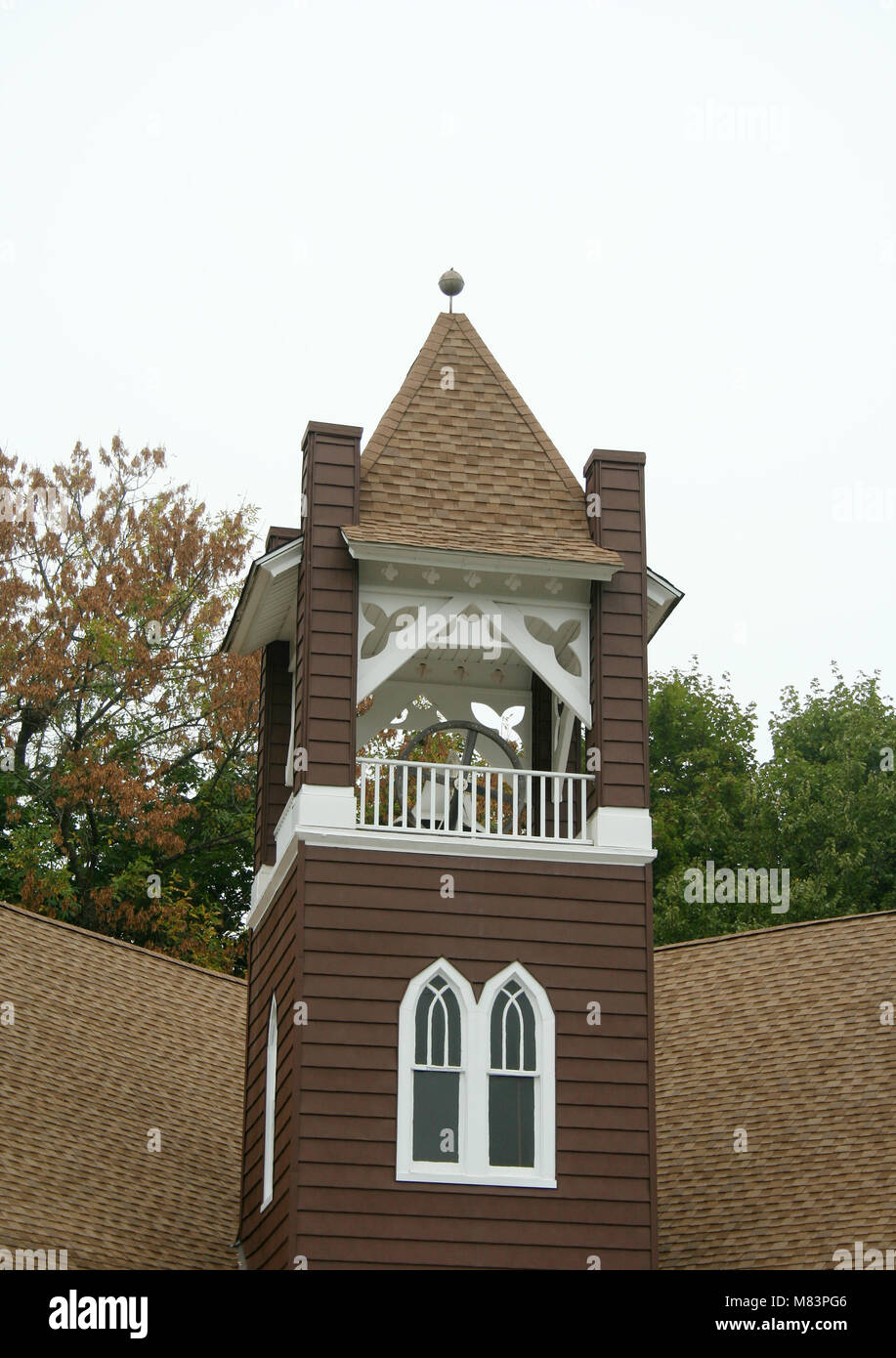 An Old Church Steeple with bell Stock Photo - Alamy
