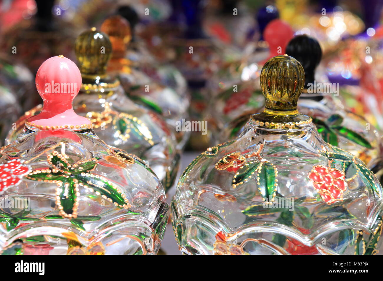 Very colorful glass jars Stock Photo - Alamy