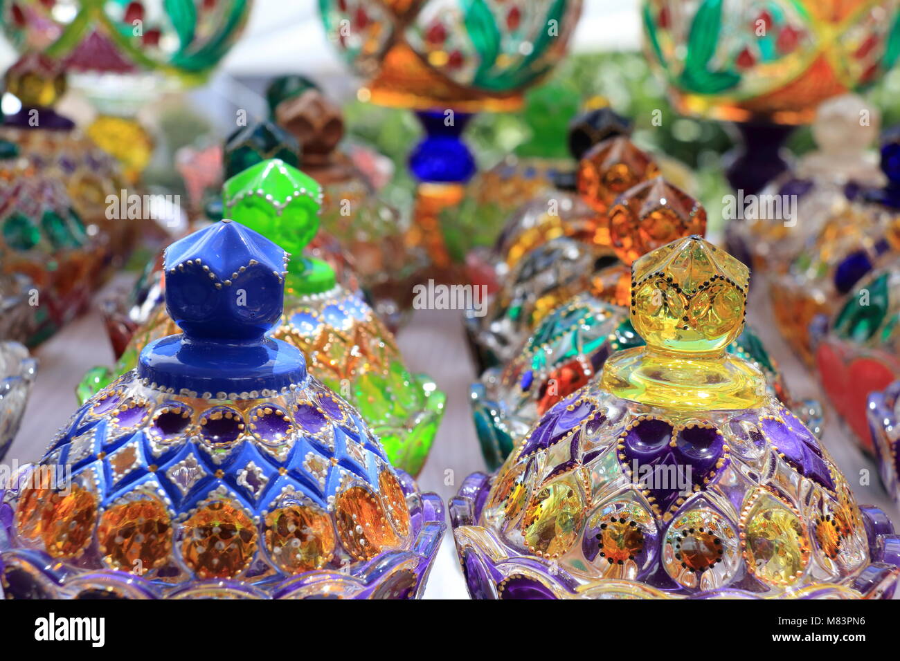 Very colorful glass jars Stock Photo - Alamy