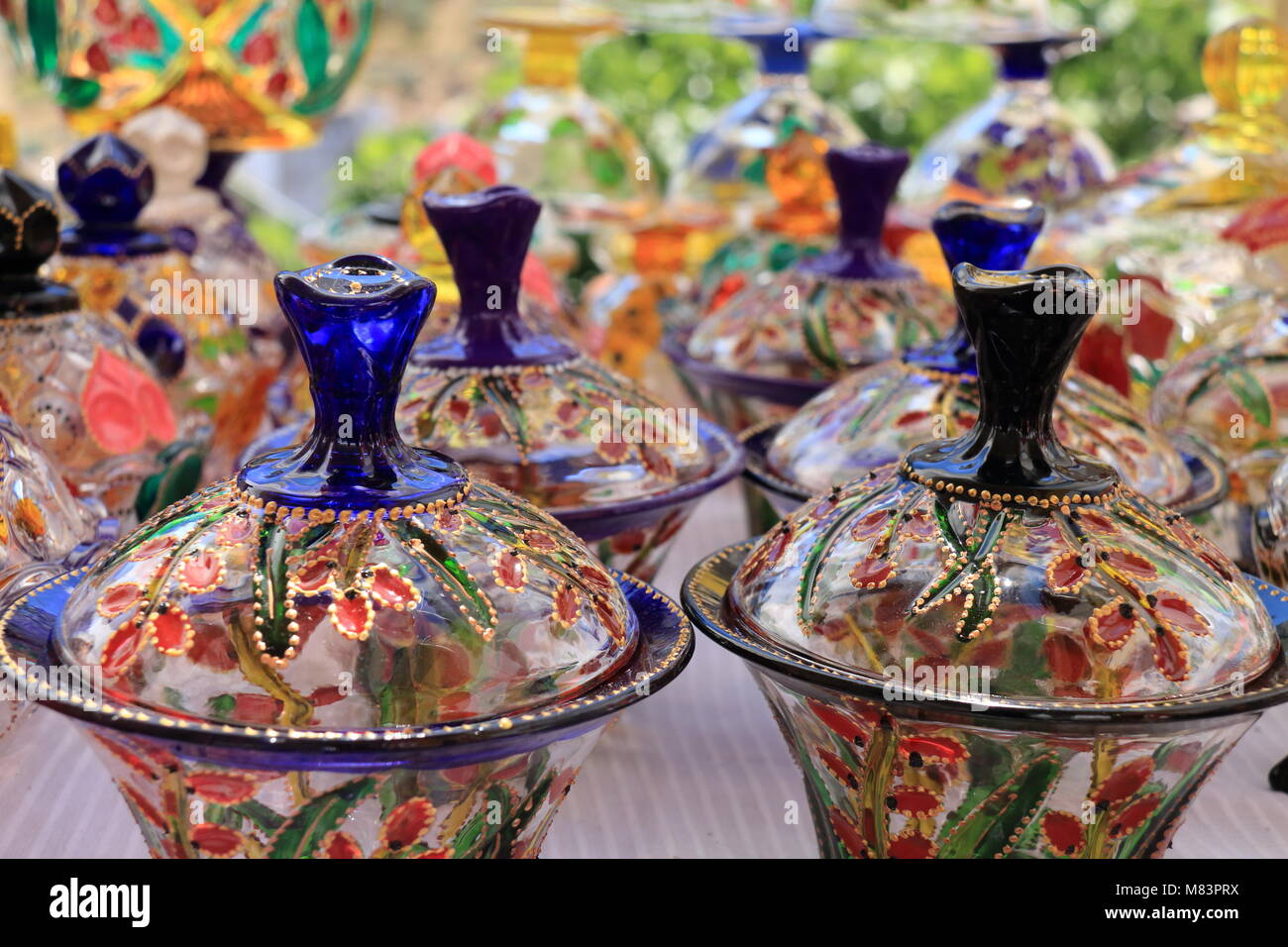 Very colorful glass jars Stock Photo - Alamy