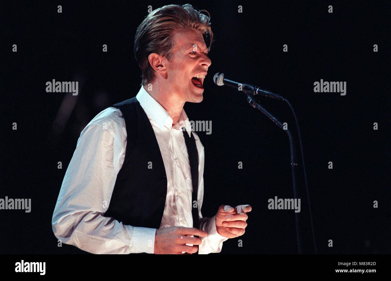 David Bowie singer at concert at the NEC 20th March 1990 Stock Photo ...