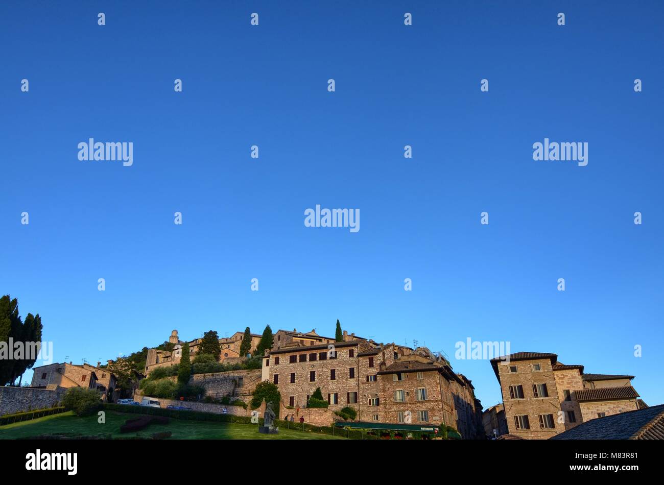 Assisi, Italy 12 August 2016. Panoramic view of Assii. Pathways and ...