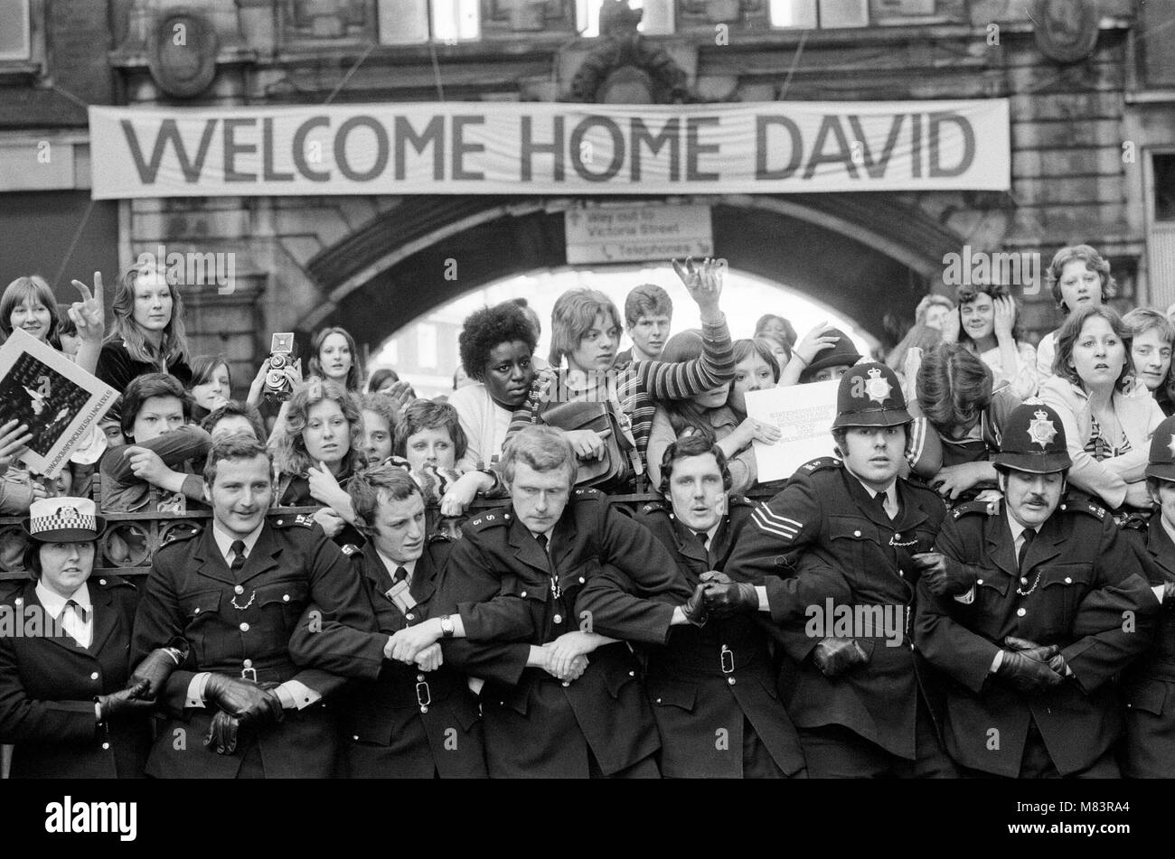 British pop singer David Bowie arrives home at Victoria Station, London ...