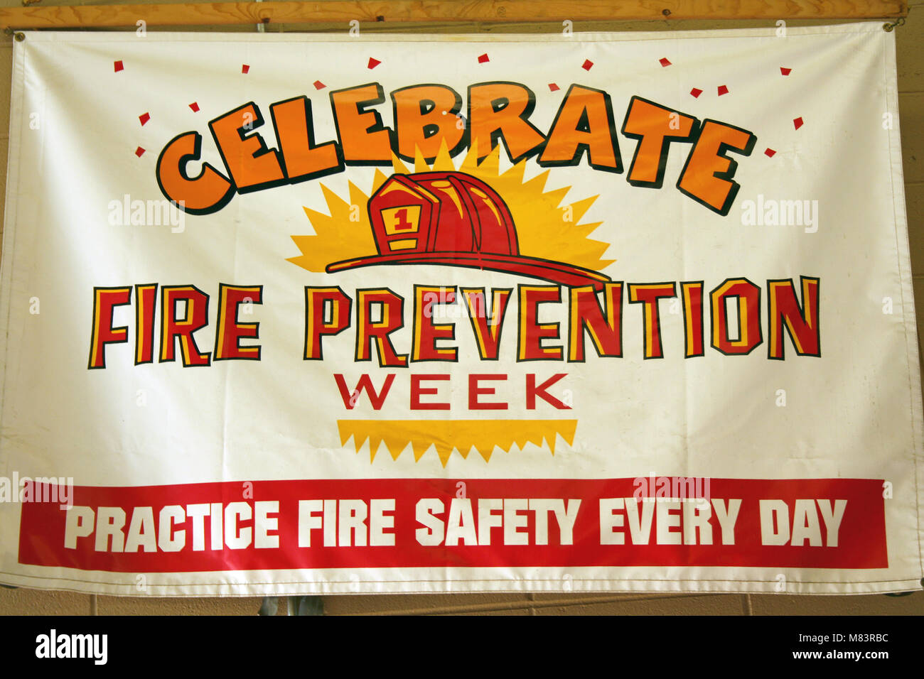 a Fire Prevention Week Sign in a firehouse Stock Photo - Alamy