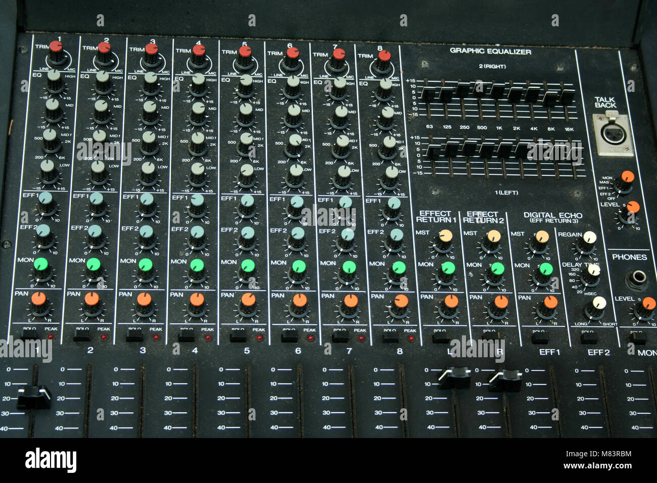a close up of a Music Mixing Board Stock Photo - Alamy