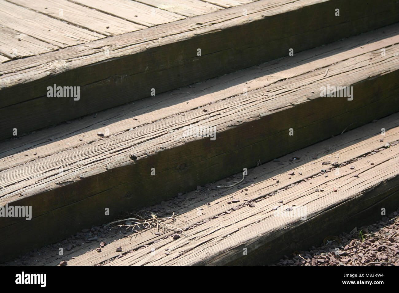 a set of three Wooden Stairs Stock Photo - Alamy