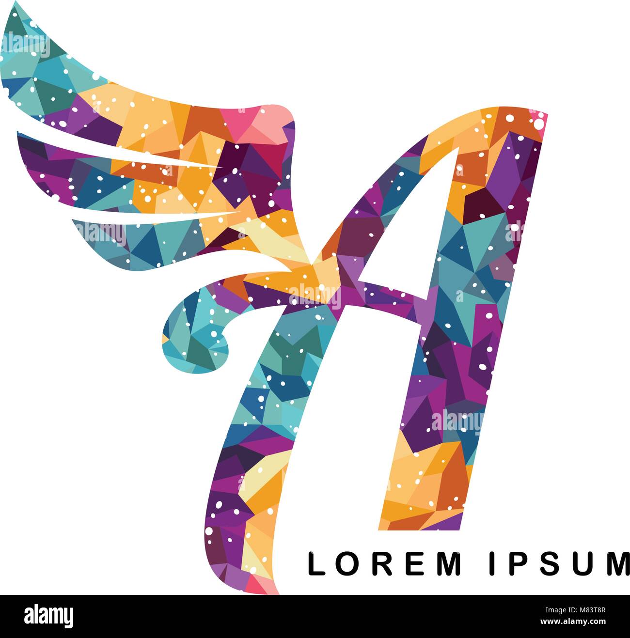 mosaic art alphabet letter with angel wing vector Stock Vector Image ...