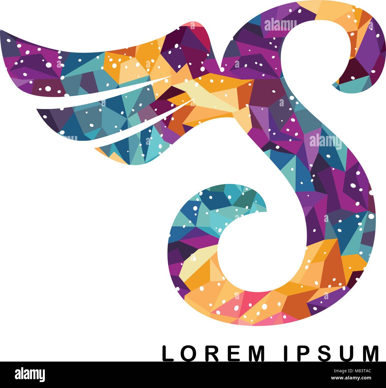 mosaic art alphabet letter with angel wing vector Stock Vector Image ...