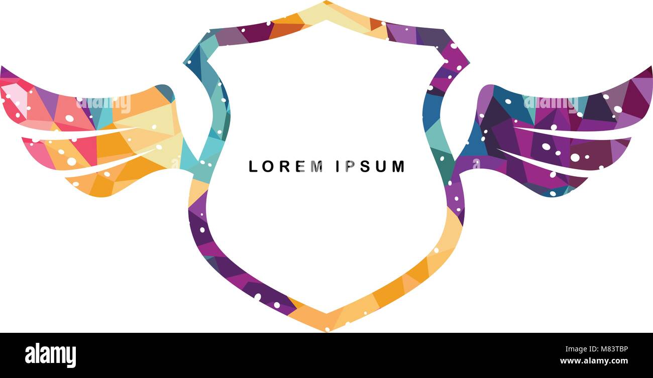 shield protection with angel bird wing vector art mosaic theme Stock ...