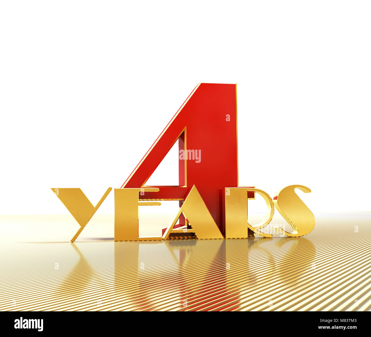 Golden number four (number 4) and the word "years" against the backdrop ...