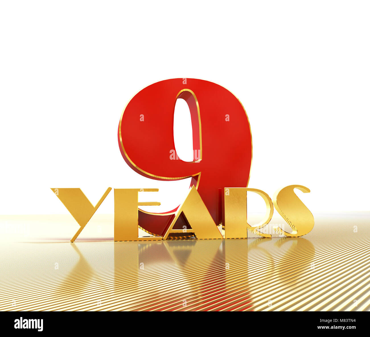 Golden number nine (number 9) and the word "years" against the backdrop ...