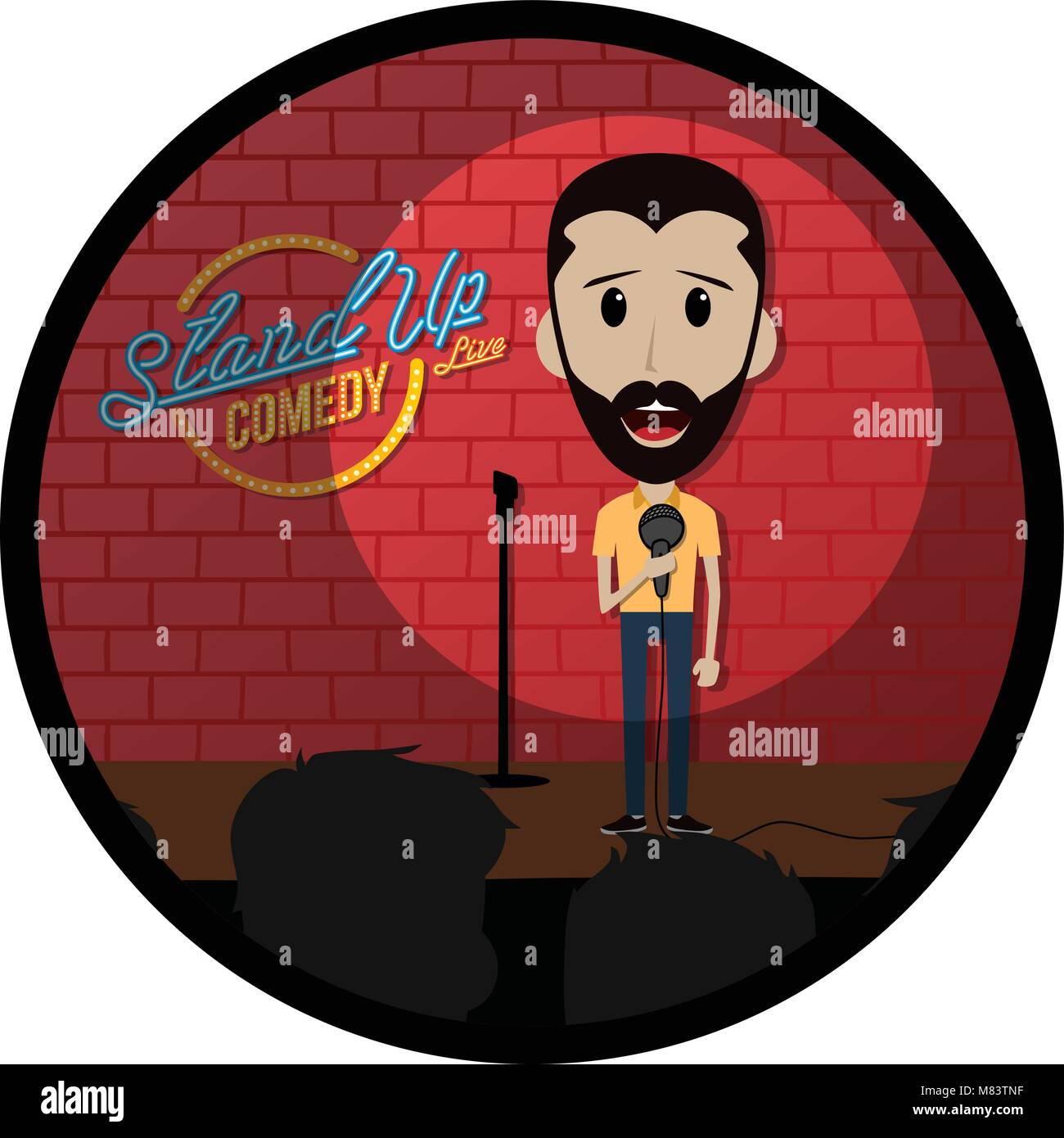 stand up comedy comic guy on stage vector art illustration Stock Vector ...