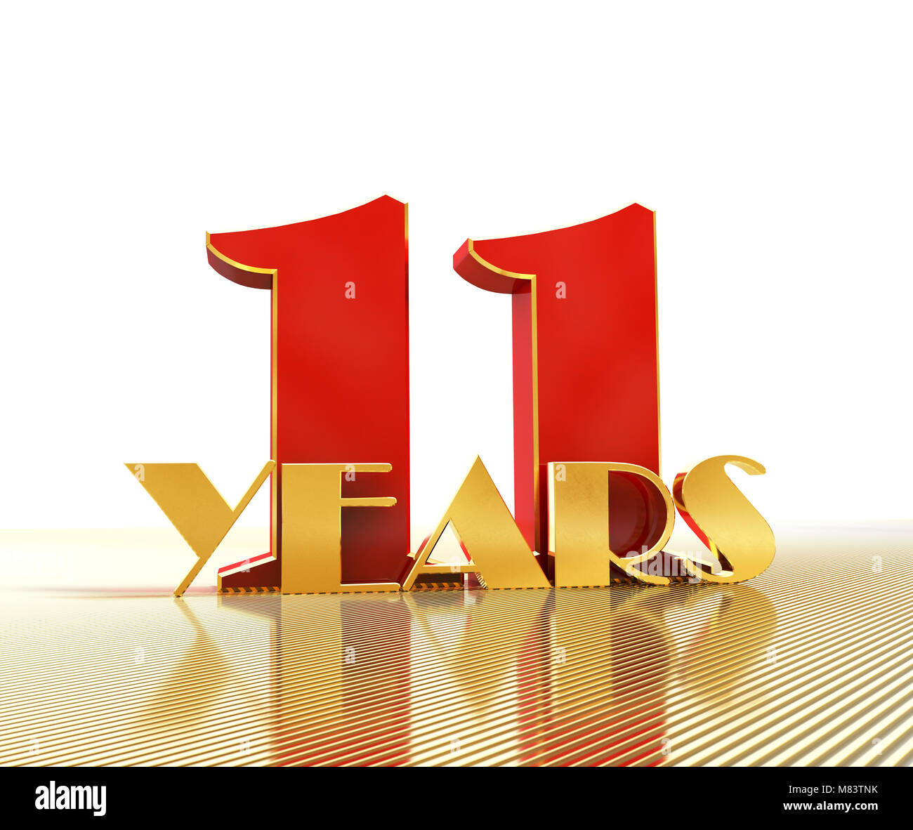 Golden number eleven (number 11) and the word "years" against the ...