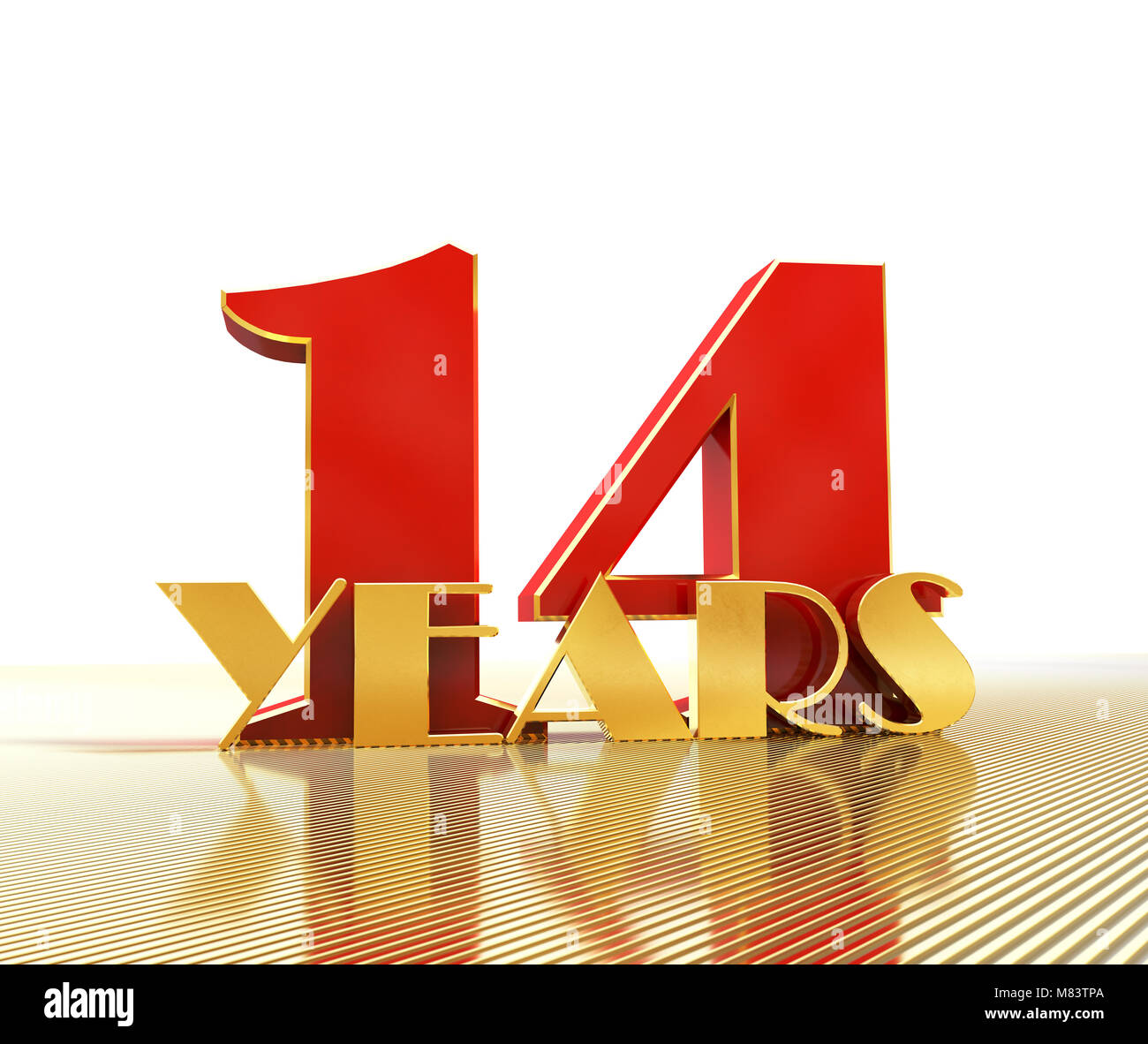 Golden number fourteen (number 14) and the word "years" against the ...
