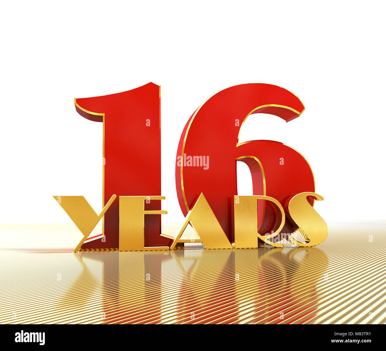 Golden number sixteen (number 16) and the word "years" against the ...