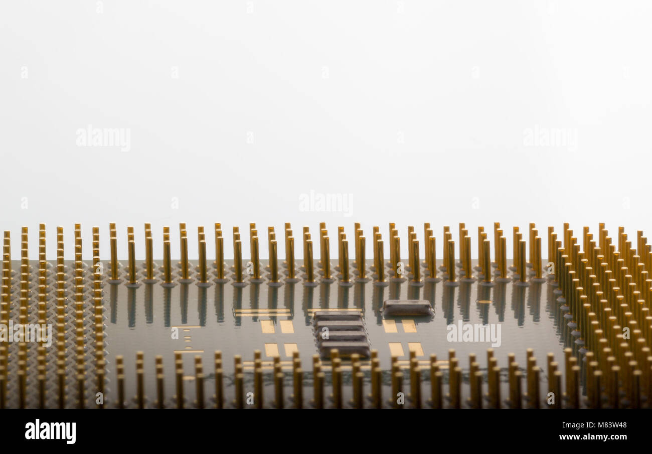 Microprocessor - closeup detail, white background Stock Photo - Alamy