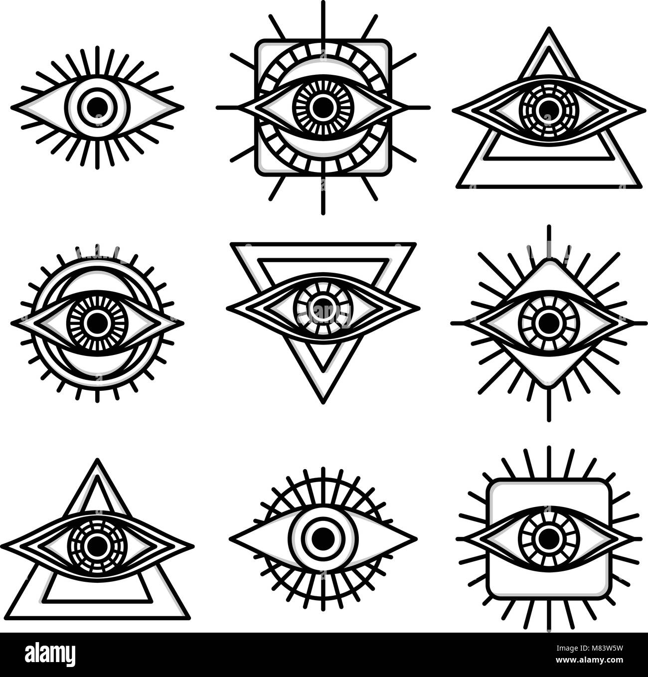 one eye sign symbol logo logotype collection vector Stock Vector Image ...