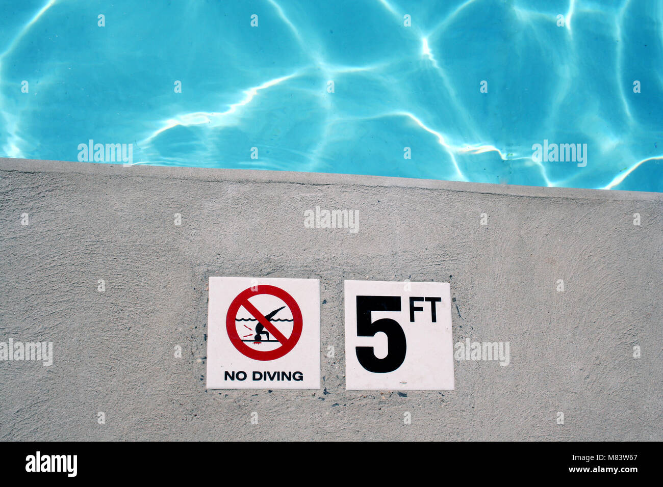 an image of a Swimming pool depth marker Stock Photo - Alamy