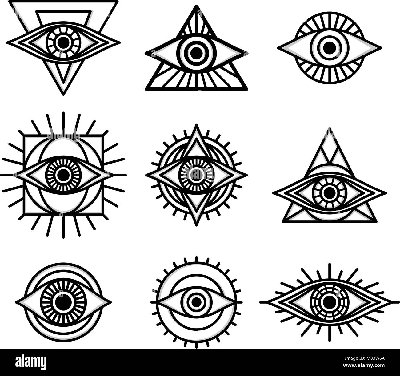 one eye sign symbol logo logotype collection vector Stock Vector Image ...
