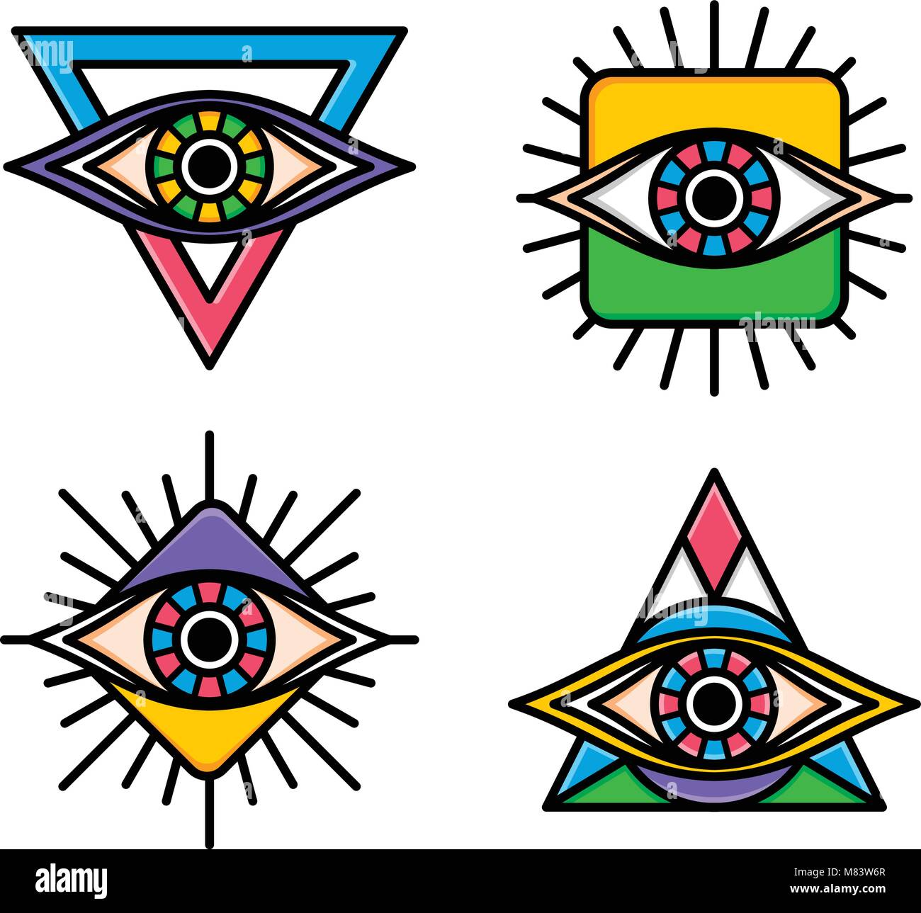 one eye sign symbol logo logotype collection vector Stock Vector Image ...