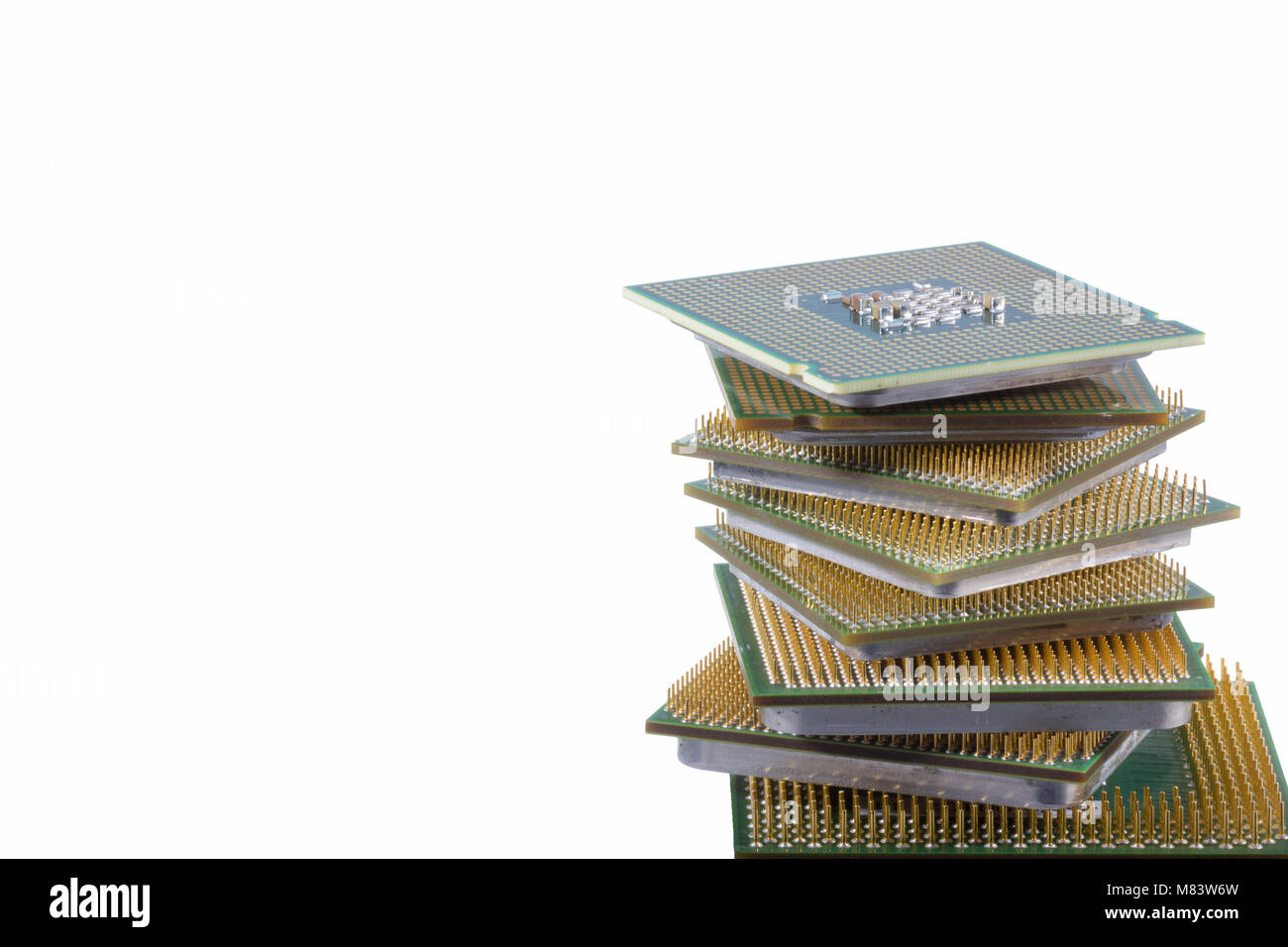 Microprocessors stacked one on the other - closeup and isolated Stock ...