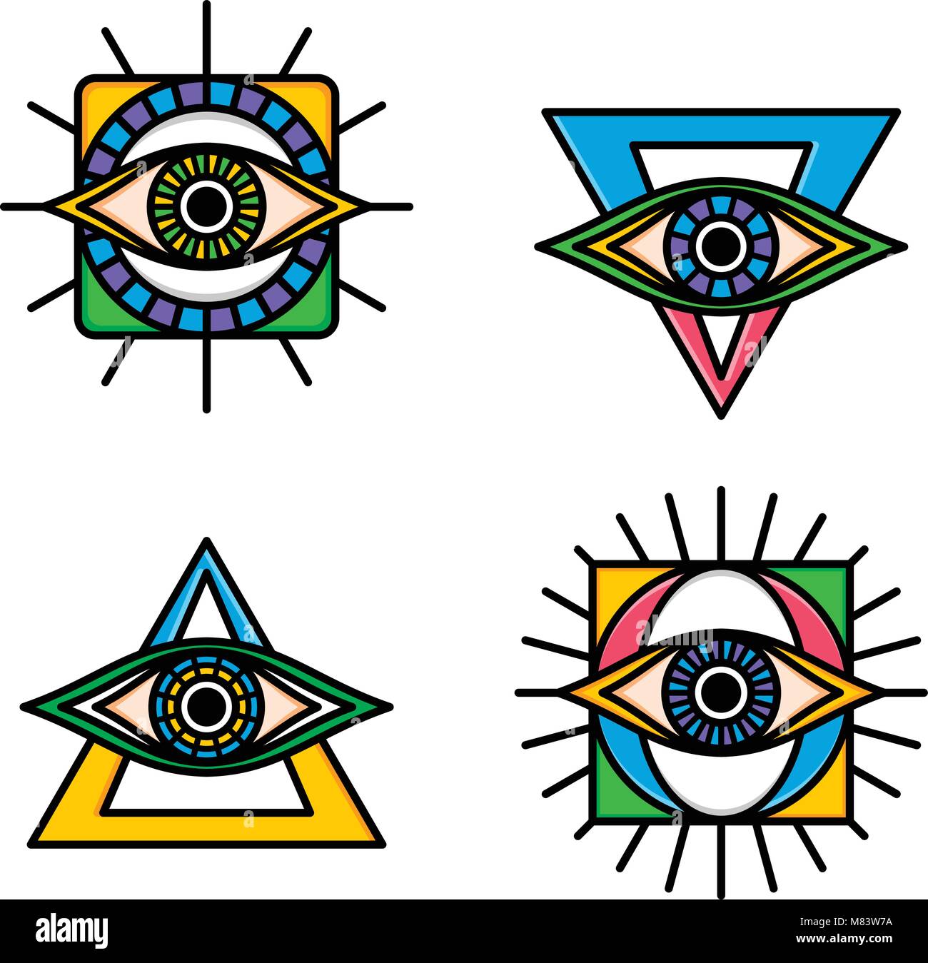 one eye sign symbol logo logotype collection vector Stock Vector Image ...