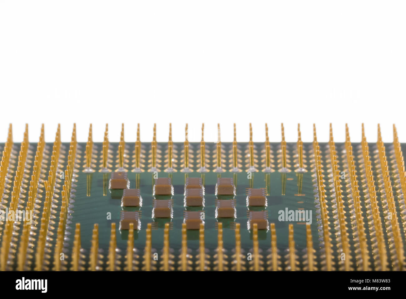 Microprocessor - closeup detail, white background Stock Photo - Alamy
