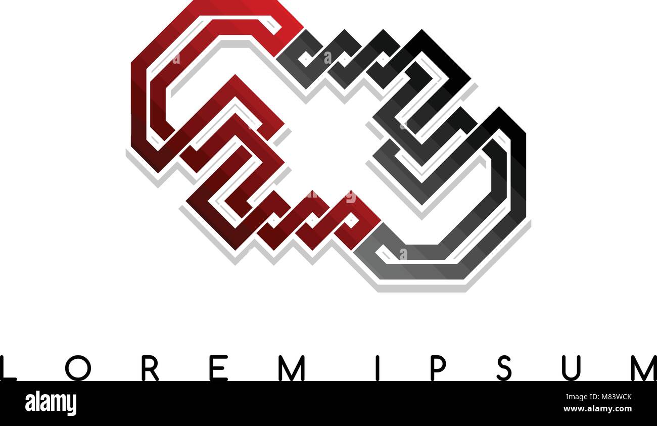 overlaping sign logo logotype vector art illustration Stock Vector ...