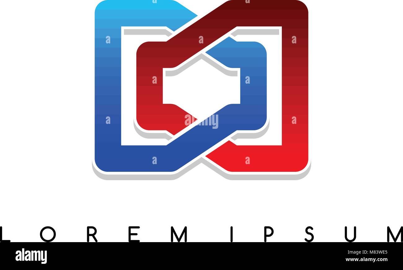 overlaping sign logo logotype vector art illustration Stock Vector ...