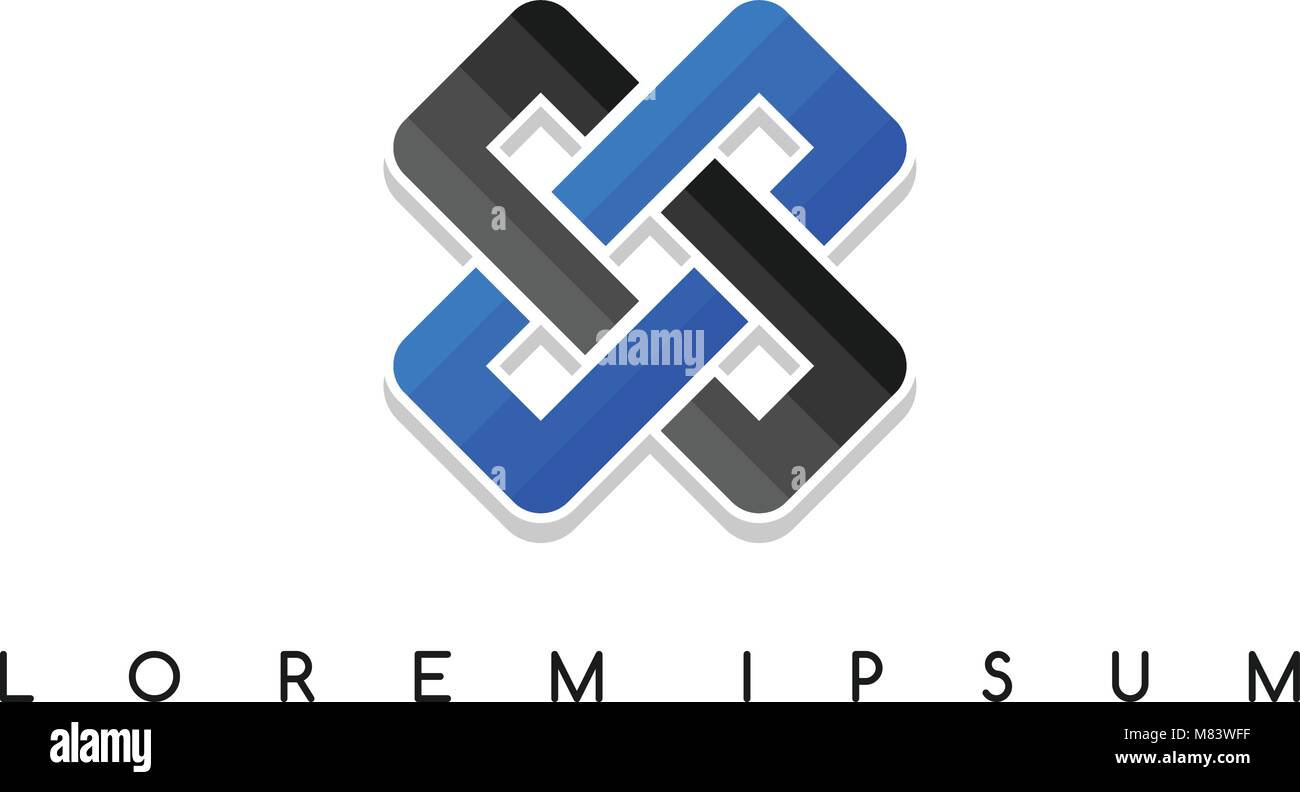 overlaping sign logo logotype vector art illustration Stock Vector ...