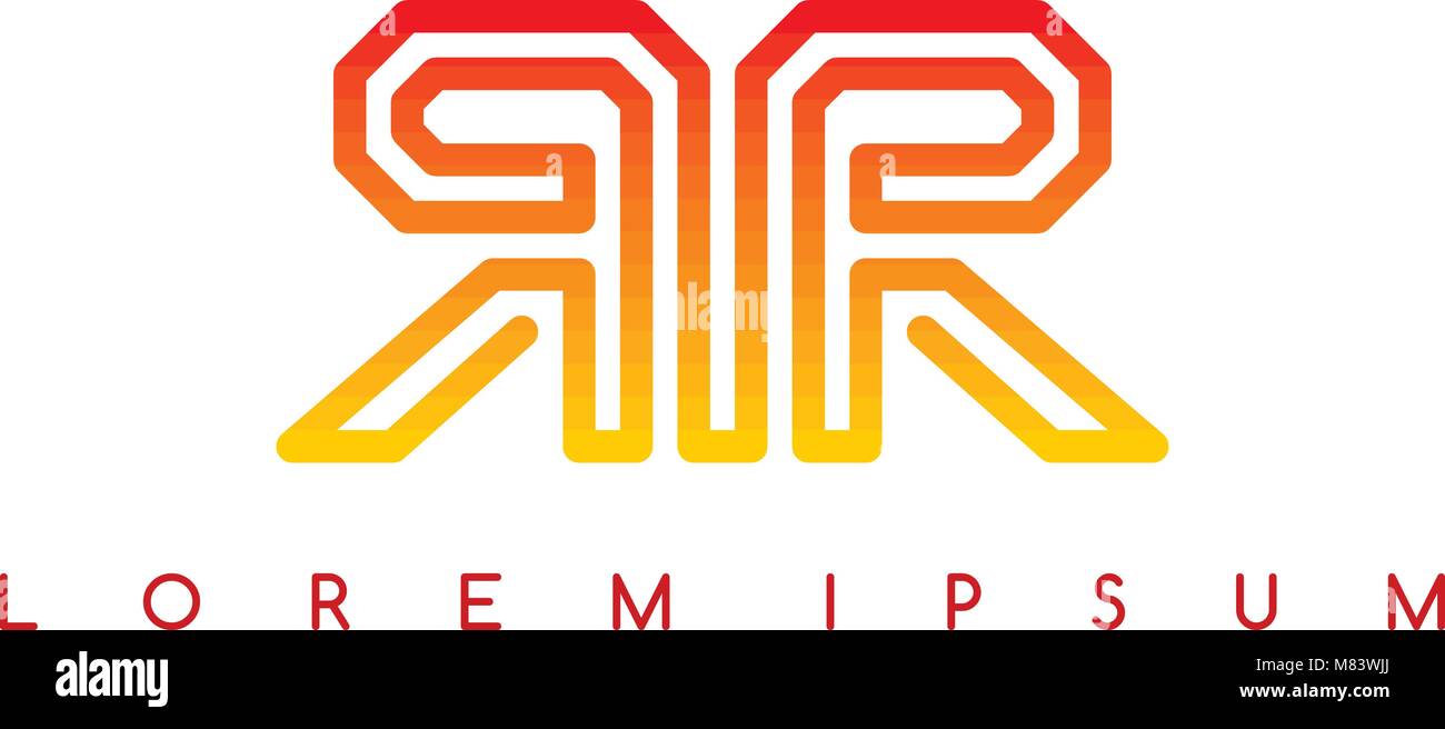 overlaping sign logo logotype vector art illustration Stock Vector ...