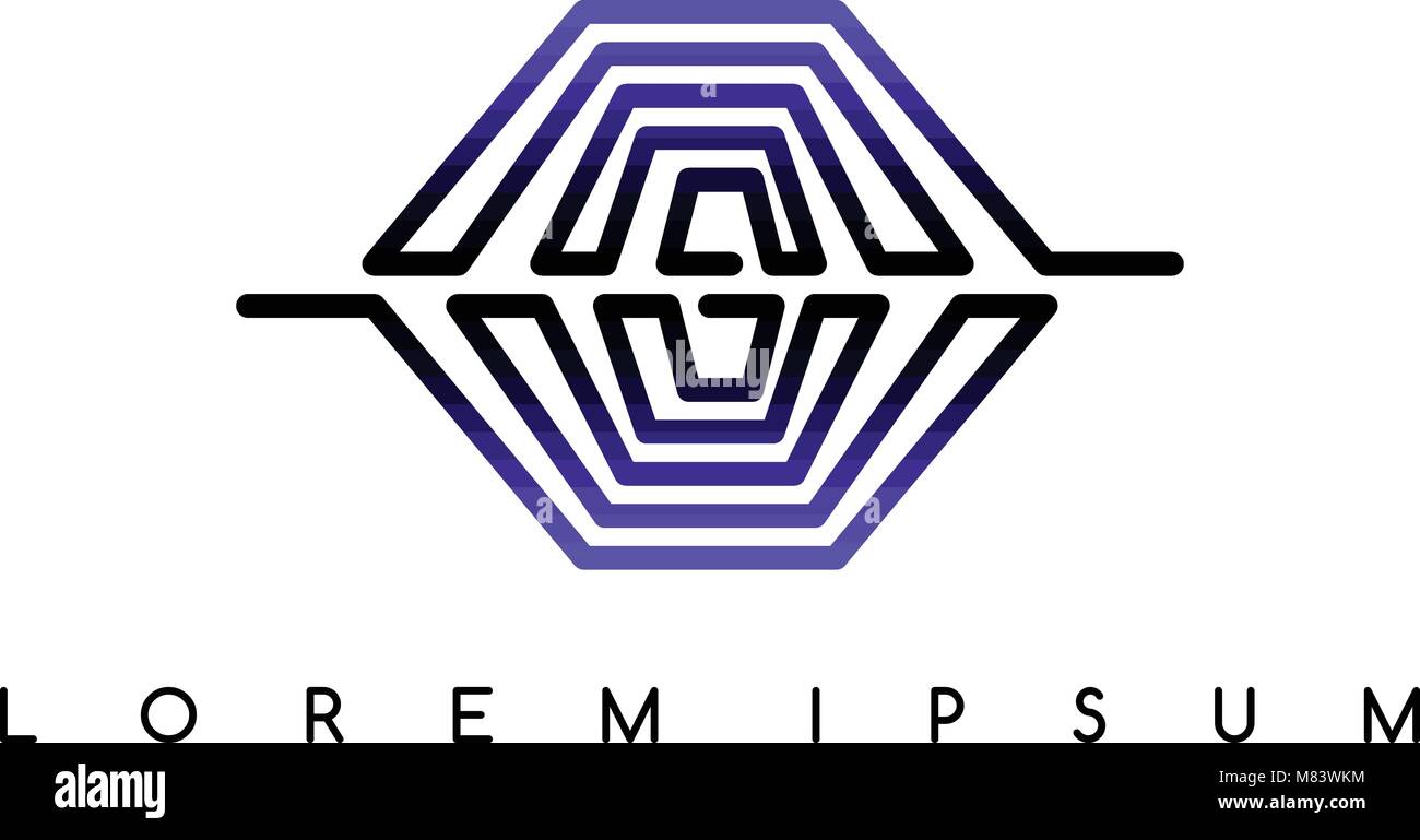 overlaping sign logo logotype vector art illustration Stock Vector ...