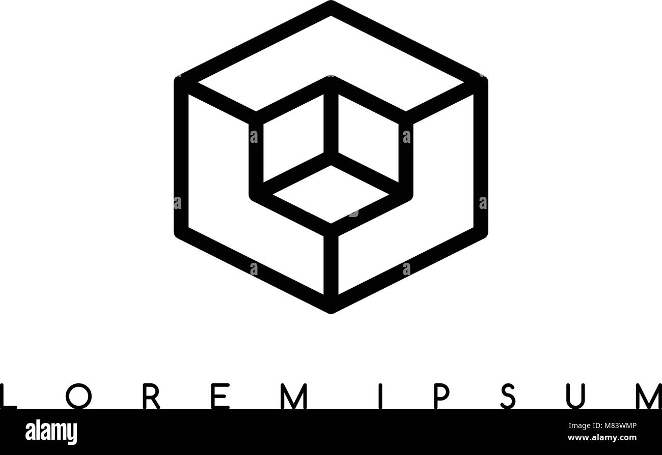 isometric square box sign logo logotype vector art illustration Stock ...