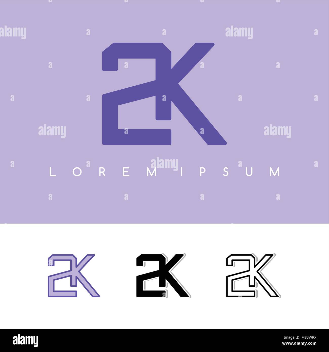 2k overlaping sign logo logotype vector art illustration Stock Vector ...