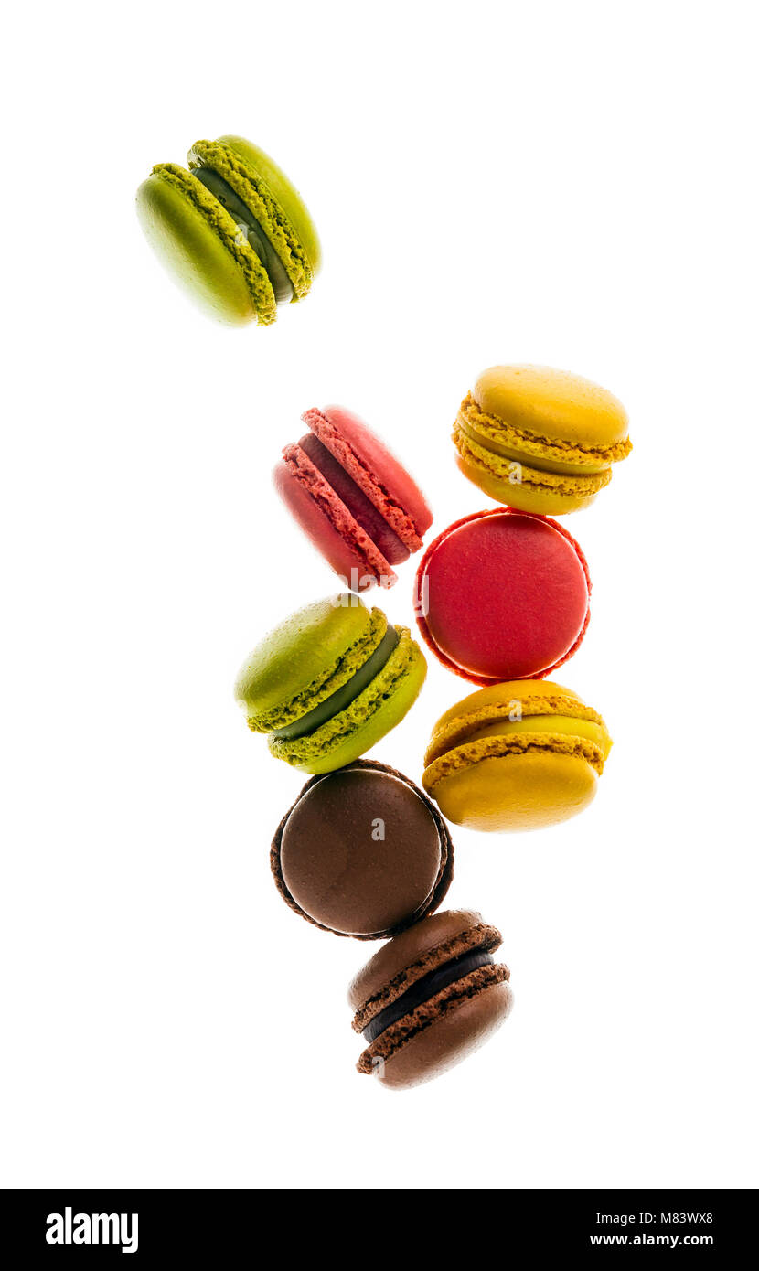colorful traditional French sweets macaroons from almond flour isolated ...