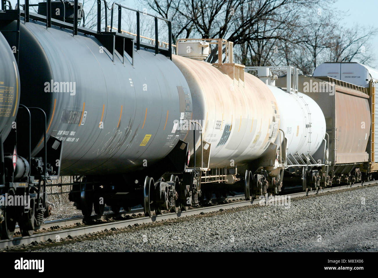 A train running doen the track Stock Photo - Alamy