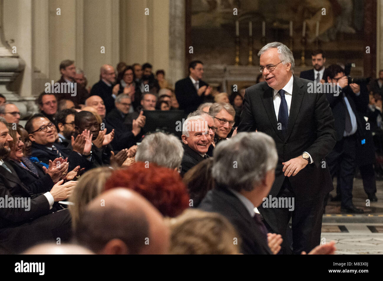 Andrea Riccardi attends at the mass on the occasion of the 50th ...