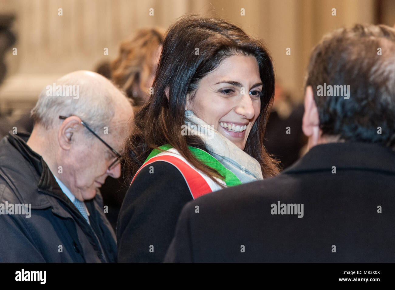 Virginia Raggi, mayor of Rome, attends at the celebration on the ...