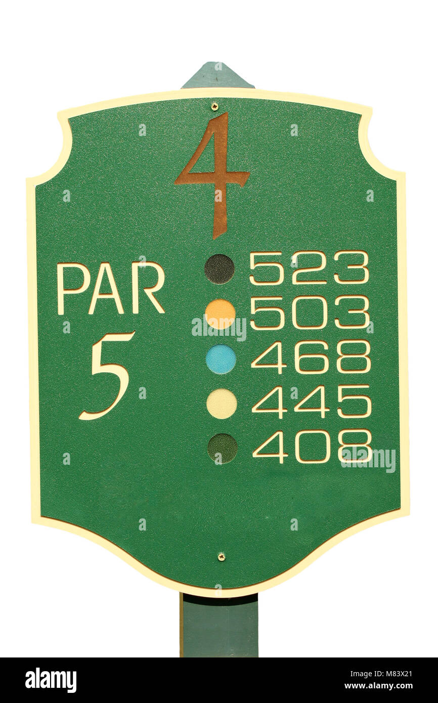 A Isolated golf par 5 sign Stock Photo - Alamy