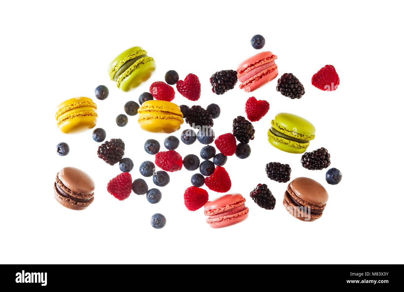 colorful traditional French sweets macaroons from almond flour and ...