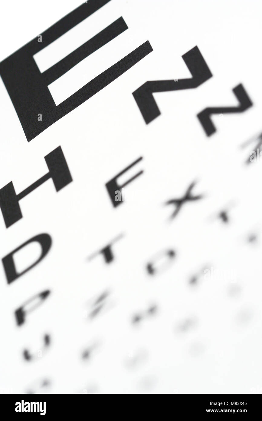 A eye chart with blurry small letters Stock Photo - Alamy