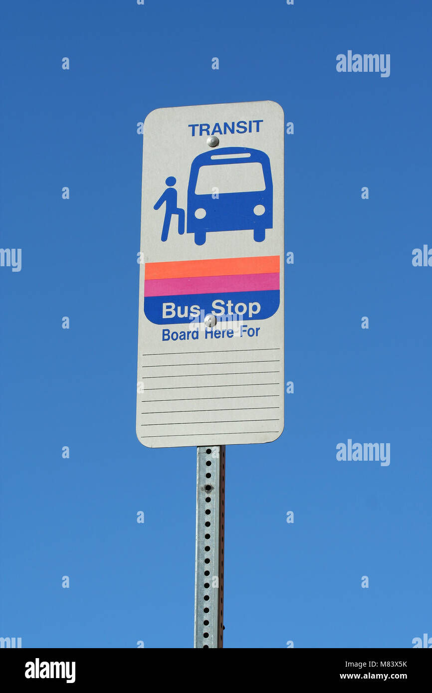 Bus stop sign with space to add a destination Stock Photo - Alamy