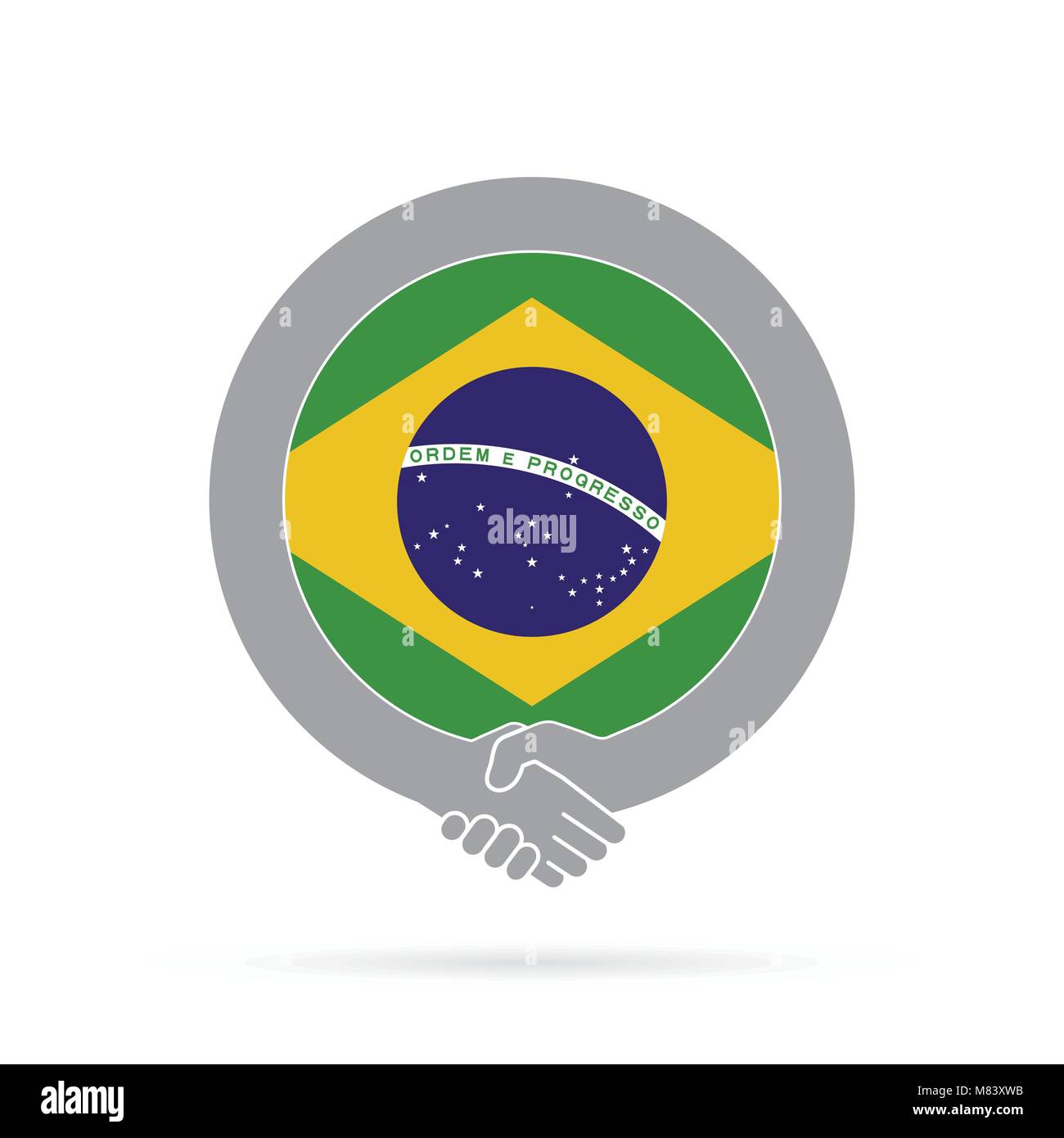 Brazil flag handshake icon. agreement, welcome, cooperation concept ...