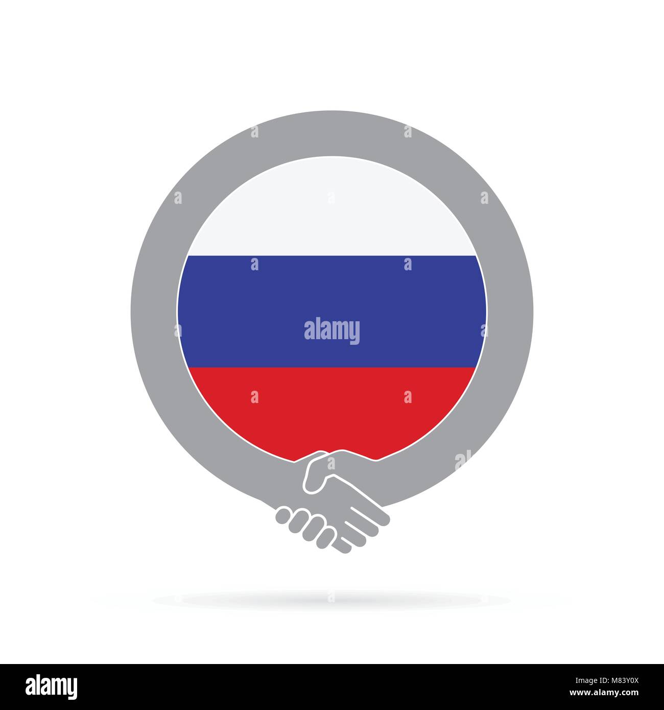 Russia flag handshake icon. agreement, welcome, cooperation concept ...
