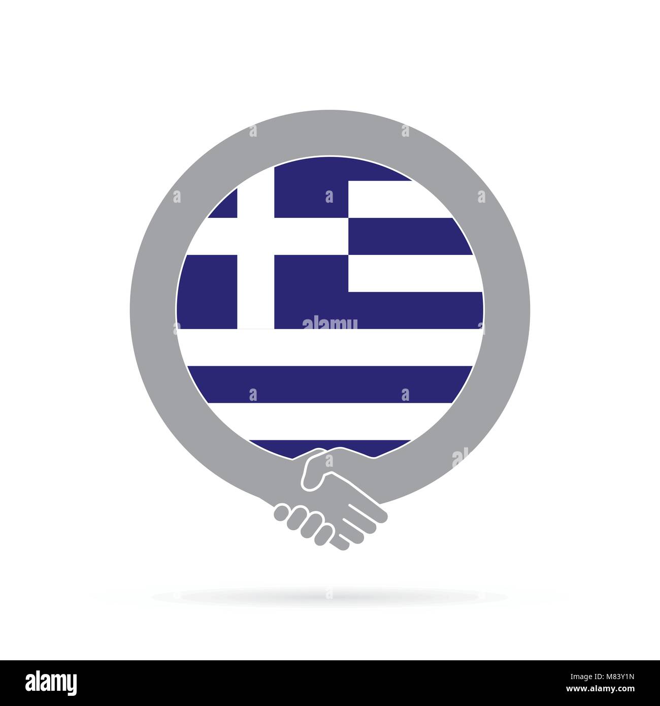 Greece flag handshake icon. agreement, welcome, cooperation concept ...